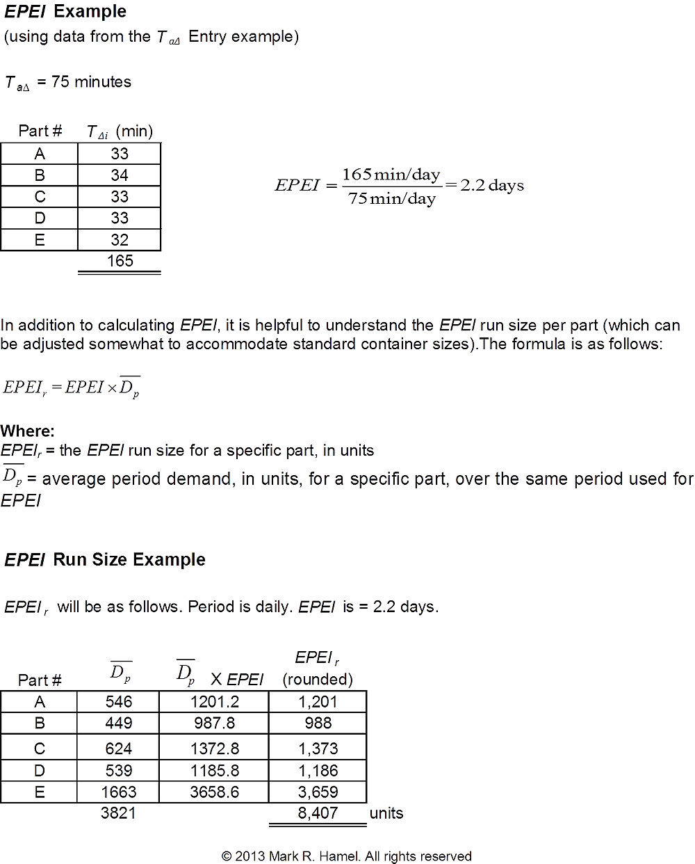 Every Part Every Interval (EPEI) | Quality Digest